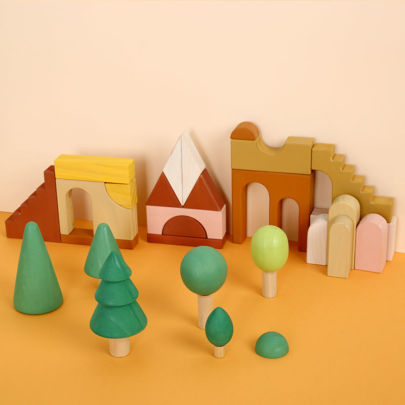 Small Wooden Castle Block, educational toys, toy gift, rainbow blocks ...