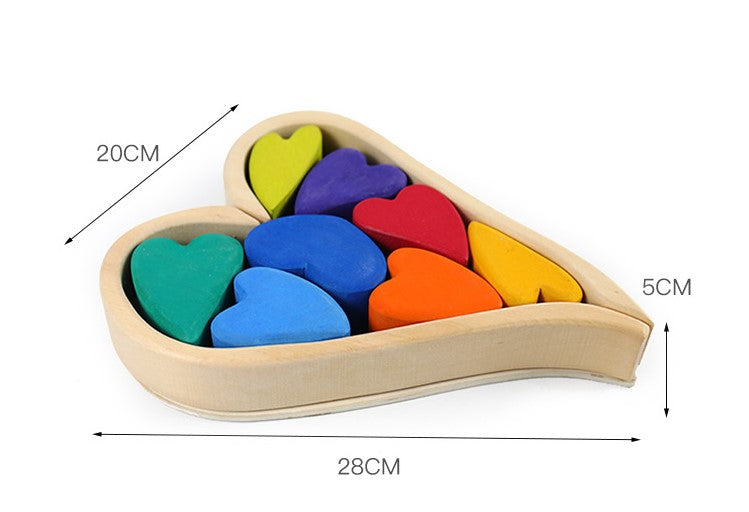 Heart shaped building blocks, wooden educational toys, toy gift, kids ...